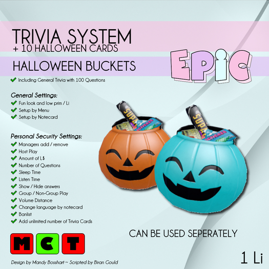 Second Life Marketplace - [EPIC Trivia System] Halloween Buckets +10 ...